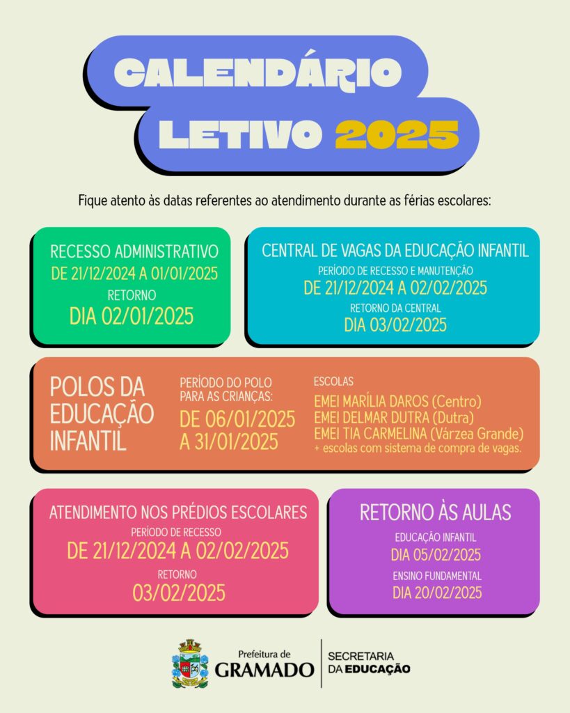 Secretaria da Educação divulga o calendário letivo do ano de 2025 ...